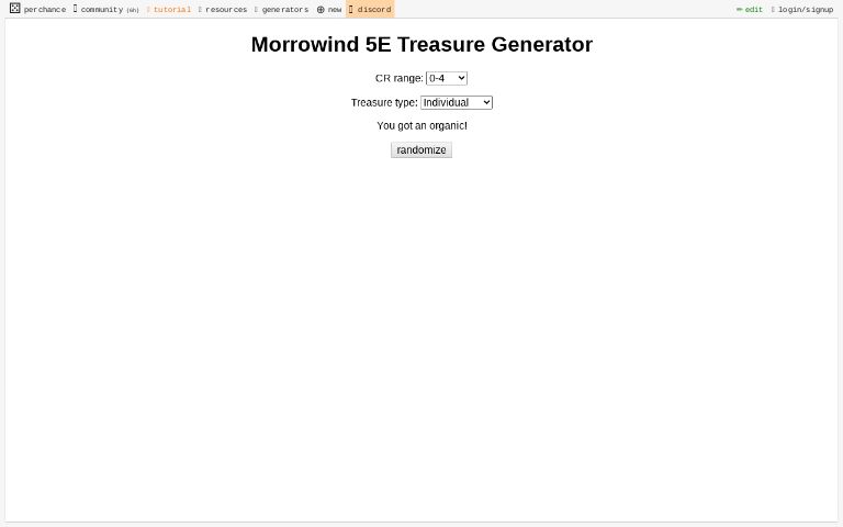 Morrowind 5E Treasure Generator