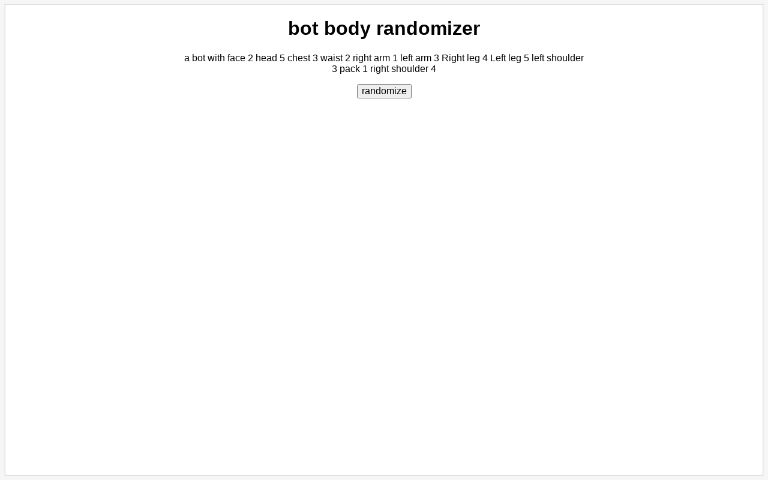 bot body randomizer ― Perchance Generator