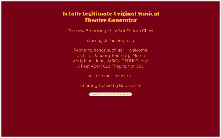 Totally Legitimate Original Musical Theatre Generator