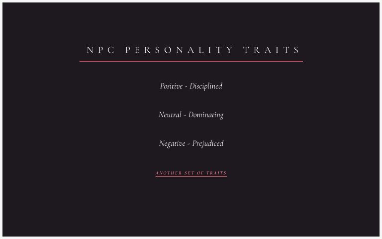 NPC Personality Traits ― Perchance Generator