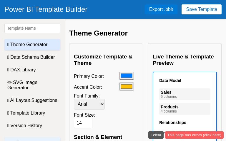 Power BI Template Builder ― Perchance Generator