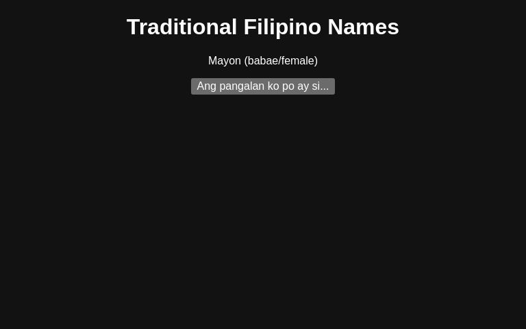 Traditional Filipino Names ― Perchance Generator