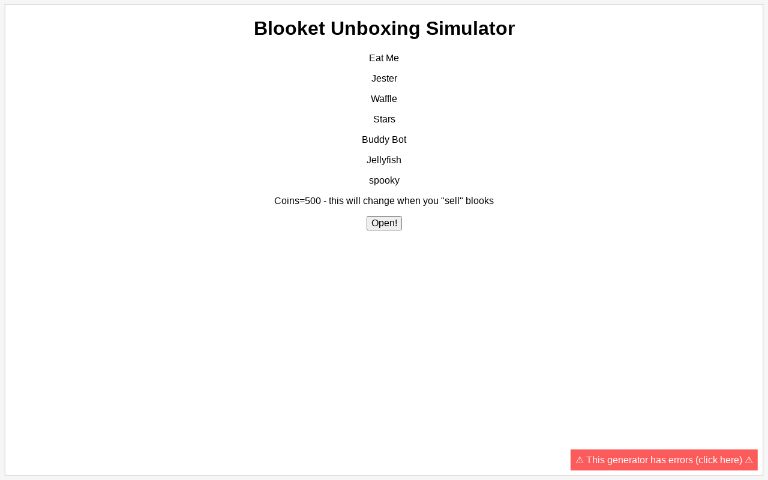 Blooket Unboxing Simulator ― Perchance Generator