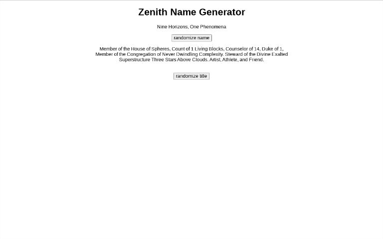 Zenith Name Generator