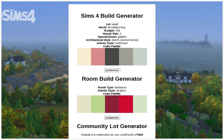 Sims 4 Build Generator