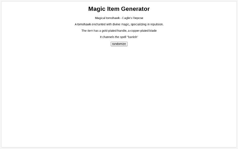 Magic Item Generator