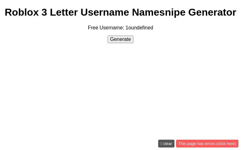 Roblox 3 Letter Username Namesnipe Generator