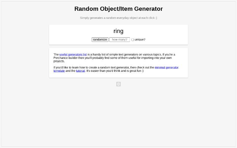 Random Object/Item Generator