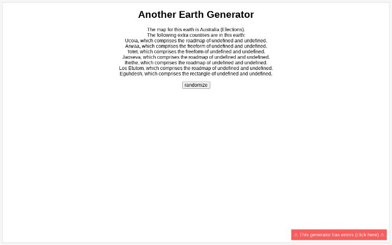 Another Earth Generator ― Perchance