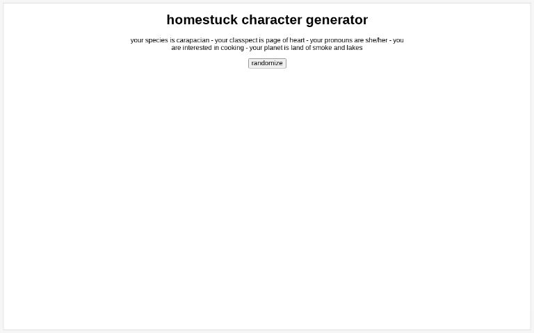 homestuck character generator