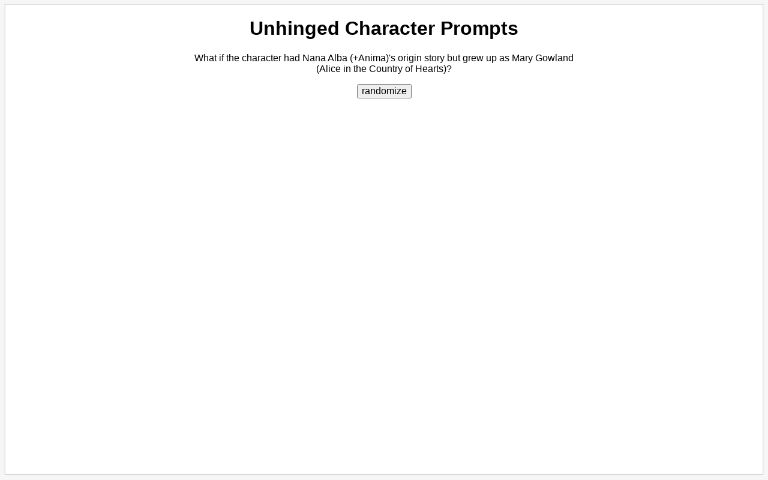 Unhinged Character Prompts ― Perchance Generator