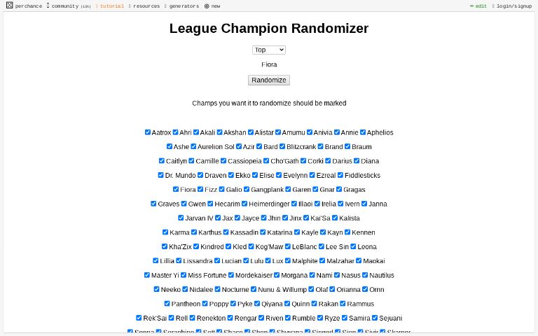 League Champion Randomizer ― Perchance Generator