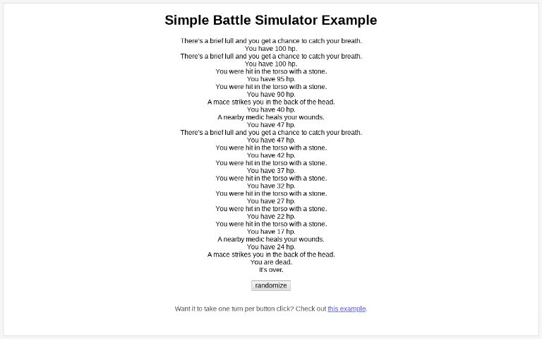 Simple Battle Simulator Example ― Perchance Generator