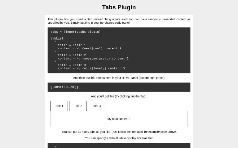 Tabs Plugin