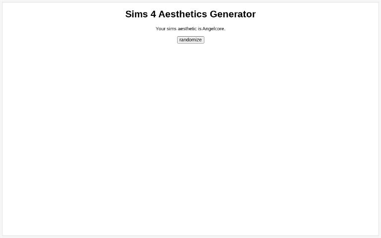 Sims 4 Aesthetics Generator