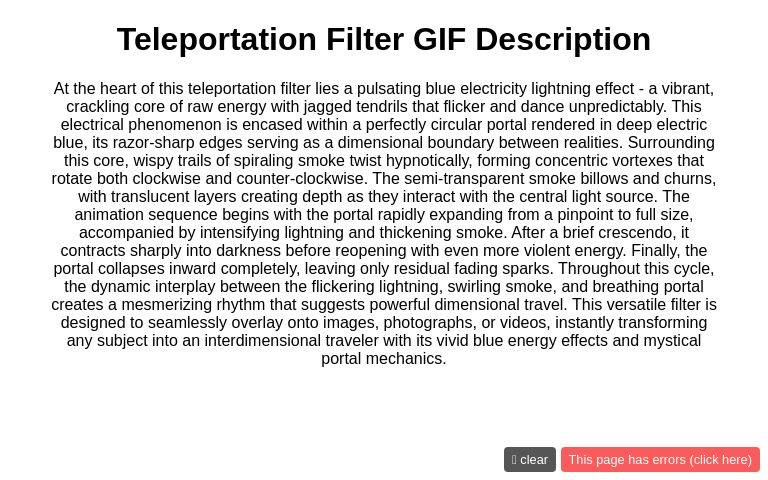 Teleportation Filter GIF Description ― Perchance Generator