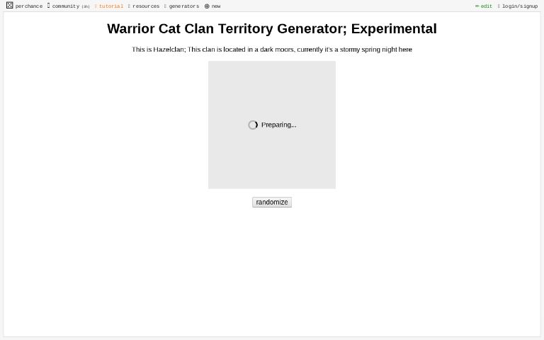 Warrior Cat Clan Territory Generator; Experimental