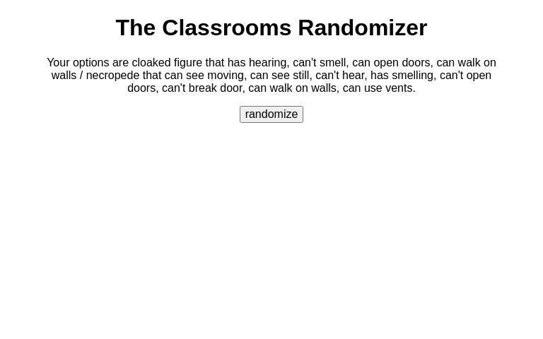 The Classrooms Randomizer ― Perchance Generator