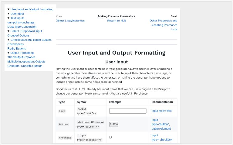 User Input and Output Formatting ― Perchance Generator