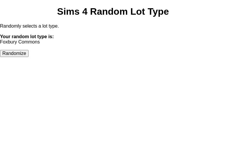 Sims 4 Random Lot Type ― Perchance Generator