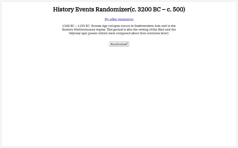 History Events Randomizer ― Perchance Generator