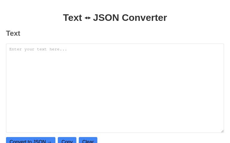 Text JSON Converter ― Perchance Generator