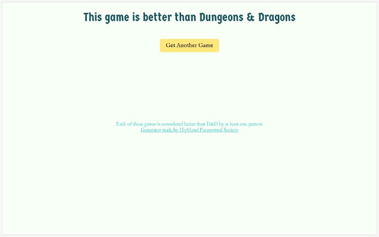 This game is better than Dungeons & Dragons ― Perchance Generator