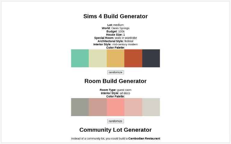 Sims 4 Build Generator