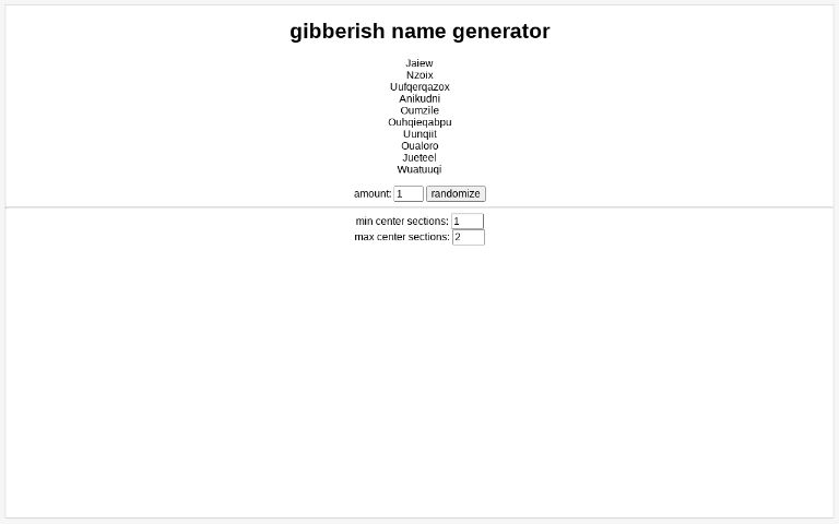 gibberish name generator