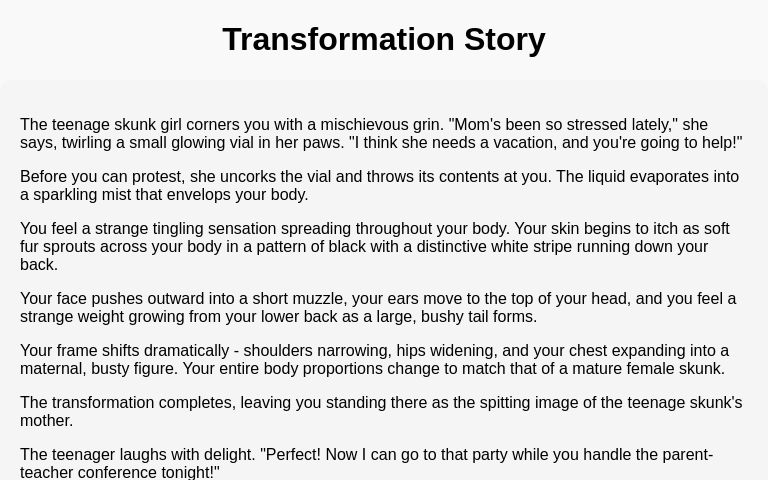 Transformation Story ― Perchance Generator