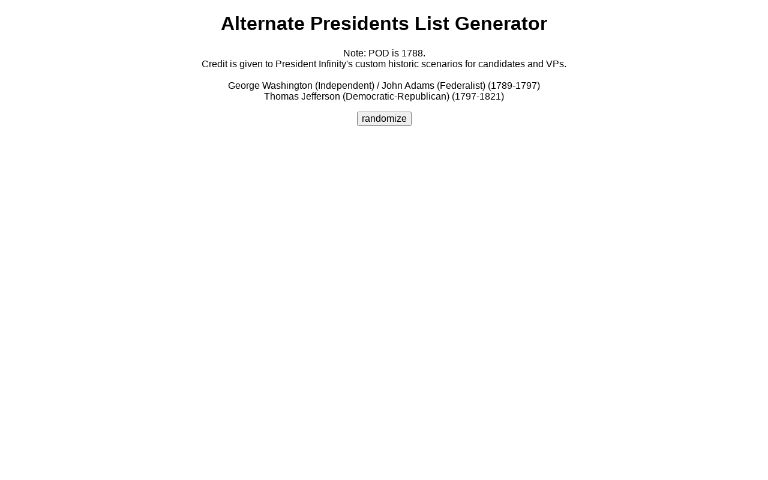 Alternate Presidents List Generator