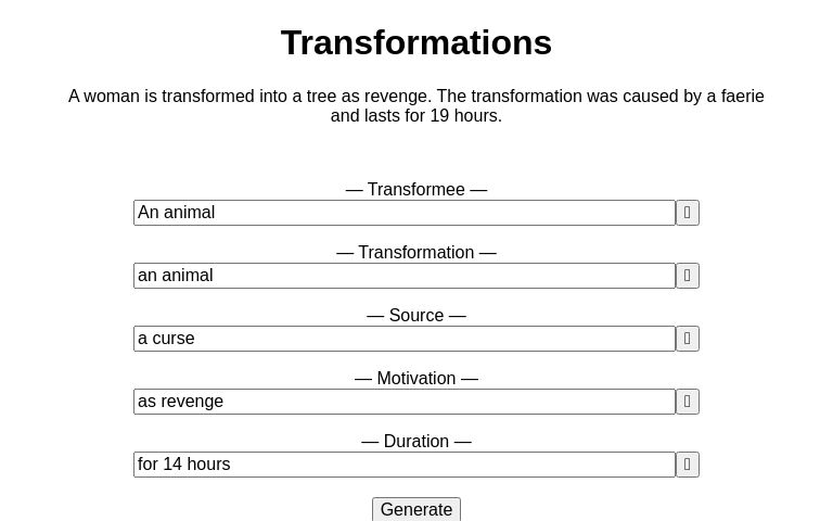 Transformations ― Perchance Generator