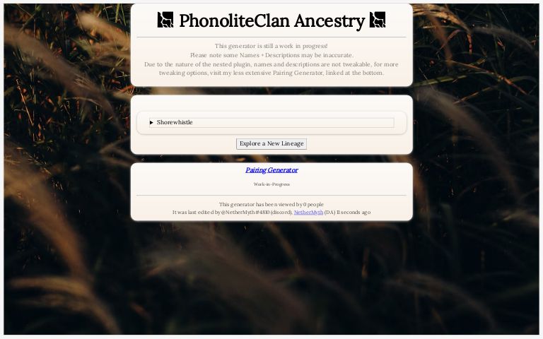TanClan Ancestry ― Perchance Generator