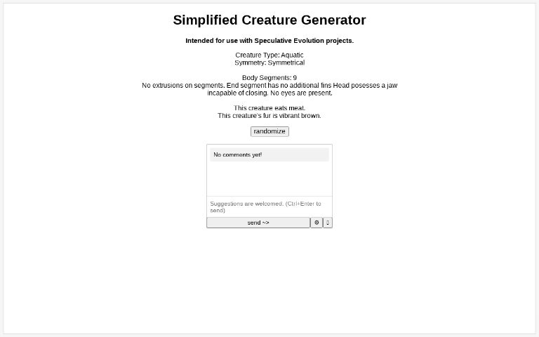 Simplified Creature Generator