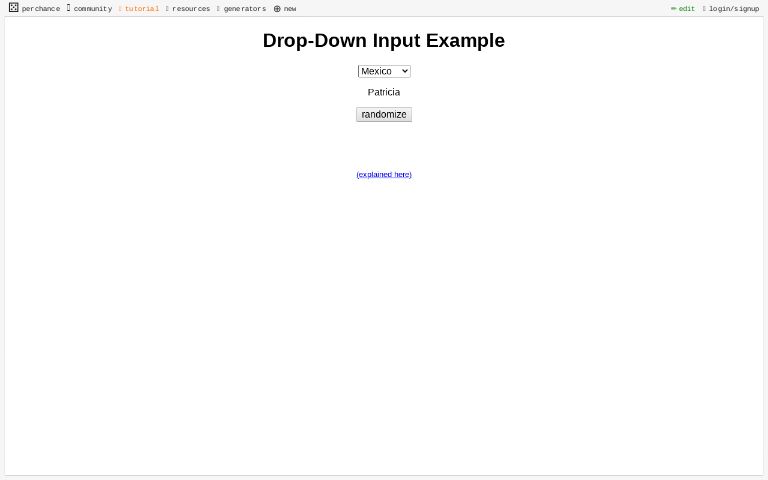 Drop-Down Input Example ― Perchance Generator