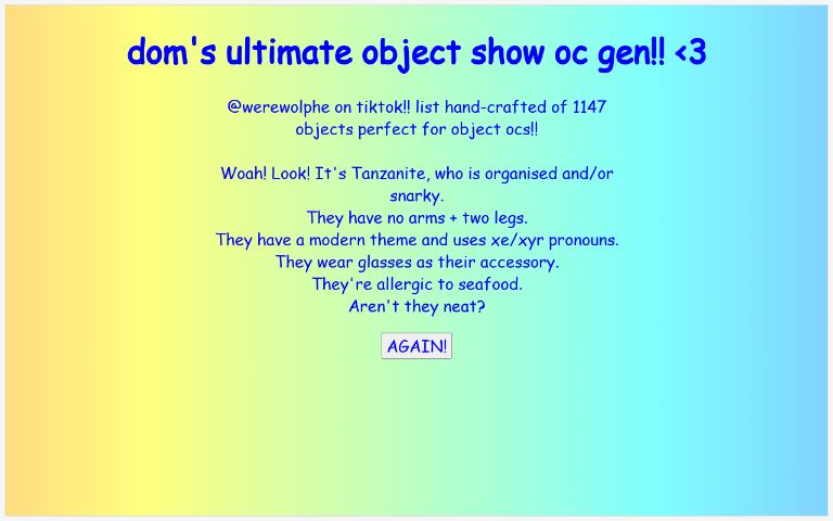 dom's ultimate object show oc gen!!