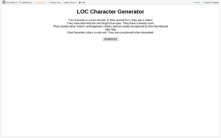 LOC Character Generator