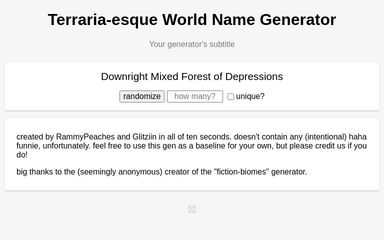 Terraria-esque World Name Generator