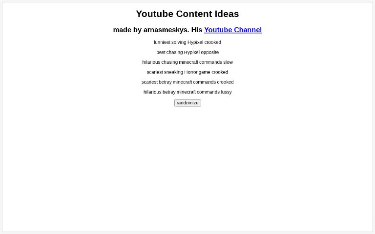 Youtube Content Ideas ― Perchance Generator