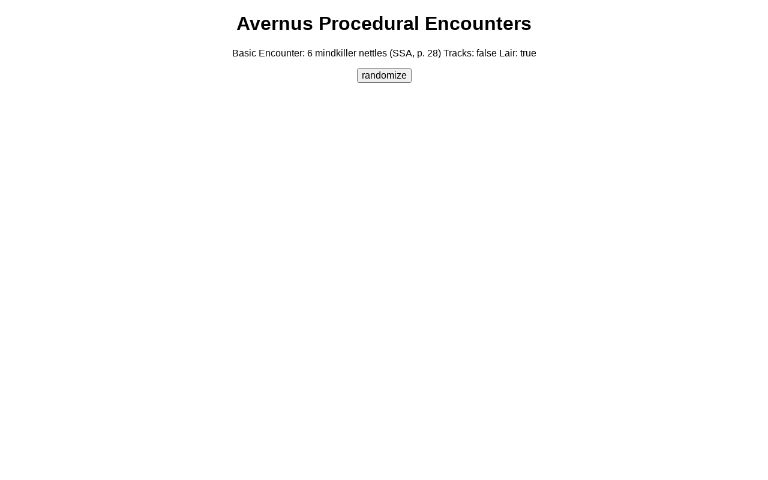 Avernus Procedural Encounters ― Perchance Generator