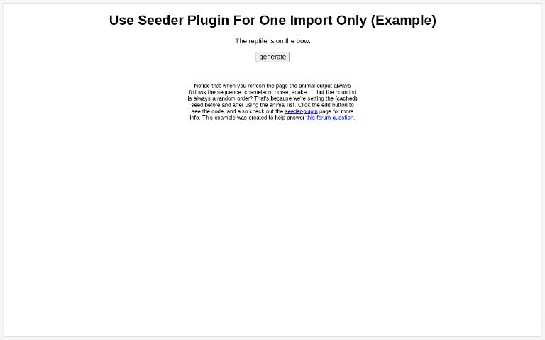Use Seeder Plugin For One Import Only (Example)