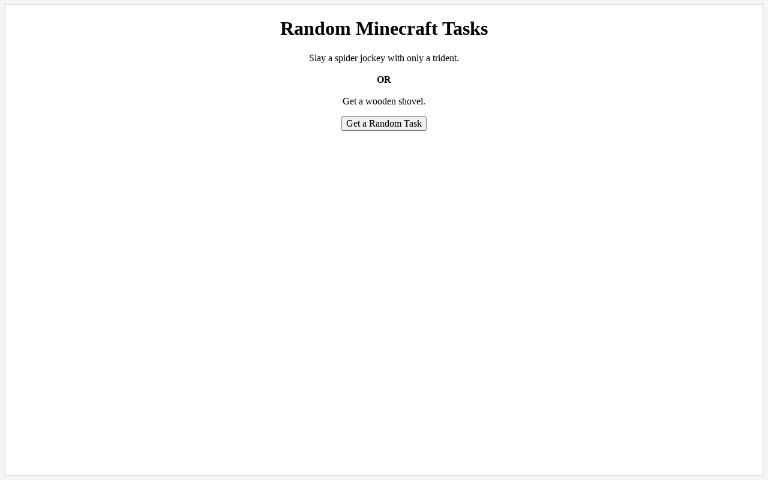 Random Minecraft Tasks ― Perchance Generator