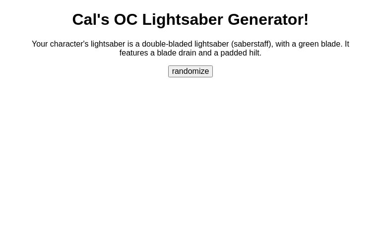 Cal's OC Lightsaber Generator!