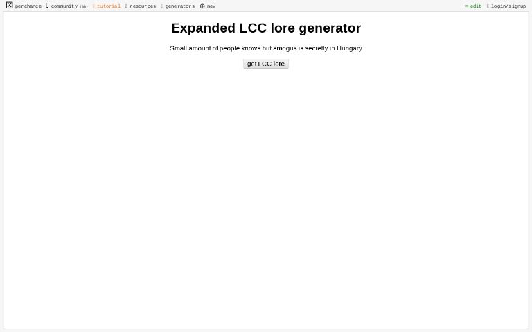 Expanded LCC lore generator