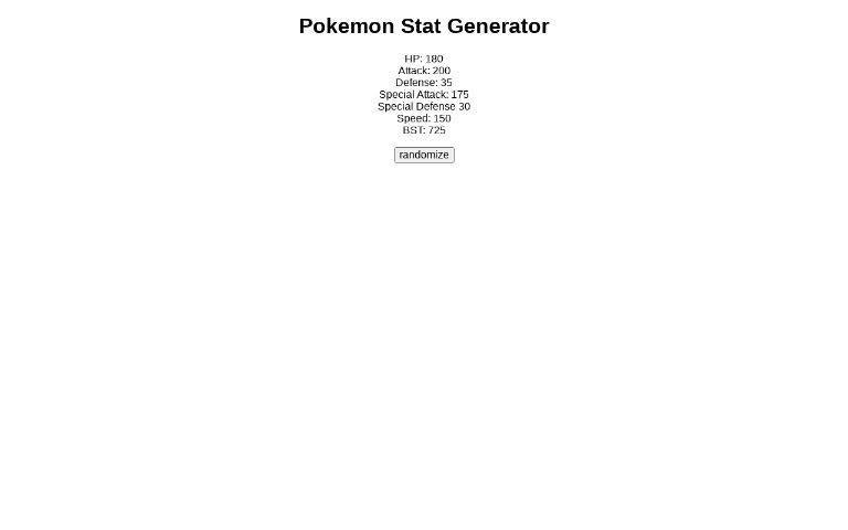 Pokemon Stat Generator