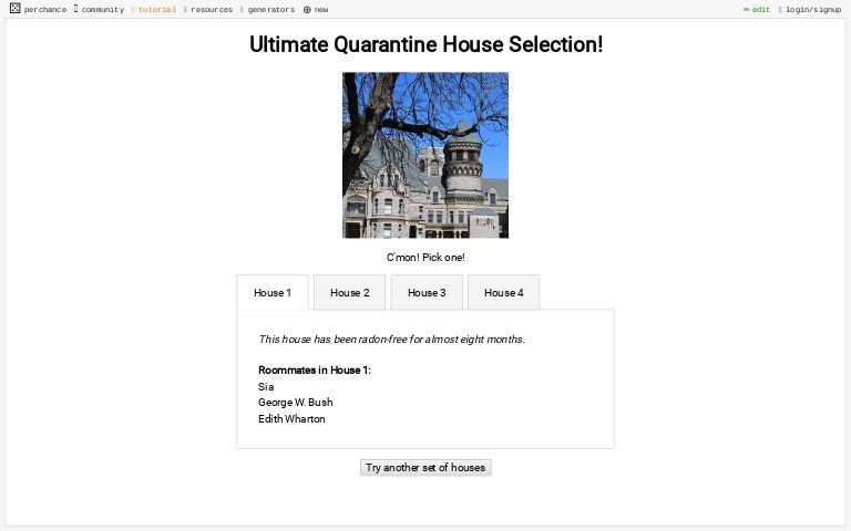 Ultimate Quarantine House Selection! ― Perchance Generator