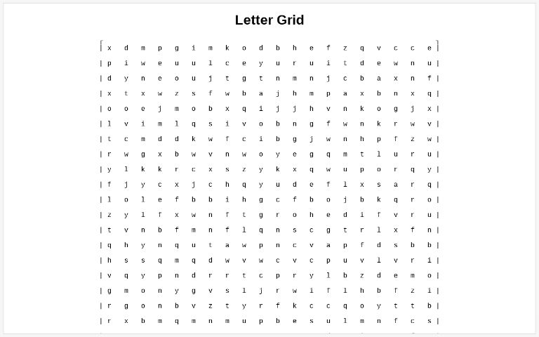 Letter Grid ― Perchance Generator