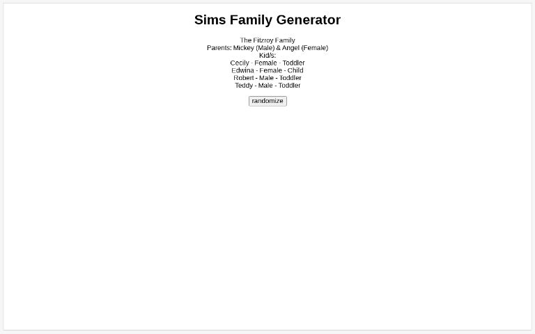Sims Family Generator