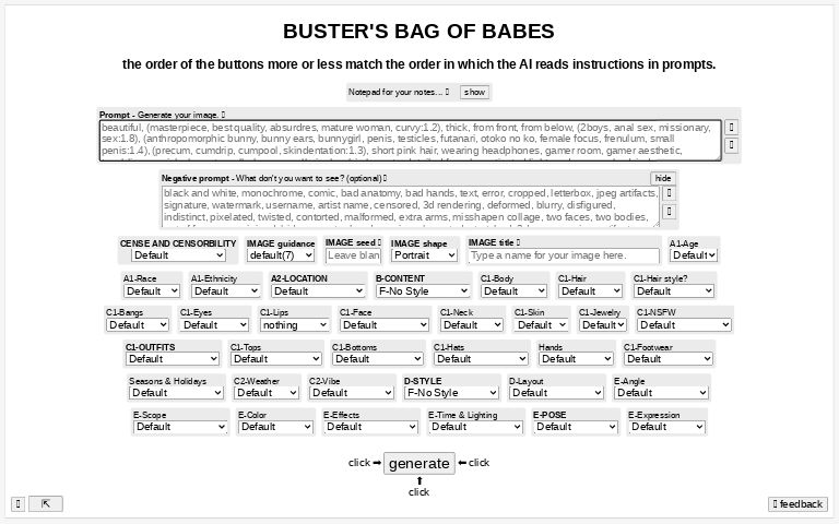 BUSTER'S BAG OF BABES ― Perchance Generator