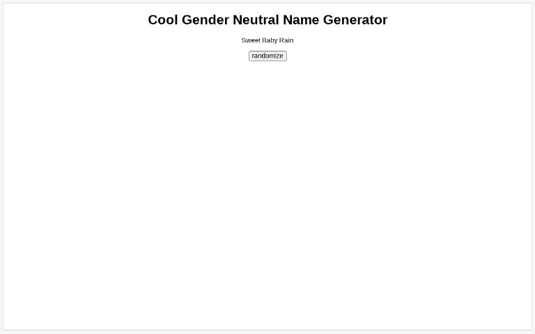 Cool Gender Neutral Name Generator